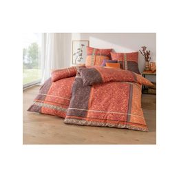 Bettw&auml;sche Biberna, orange, Seersucker, 100% Baumwolle, Bettw&auml;sche