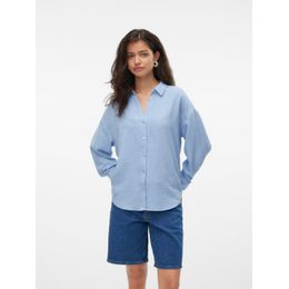 V&eacute;ro Moda VERO MODA Damen Langarmbluse "VMMELANEY QUEENY LS SHIRT WVN NOOS", blau, Gr. M, meliert, Web, Obermaterial: 100% Polyester, Blusen, Kunstfaser, loose