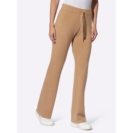Strickhose Heine, Damen, Gr. 46, Normalgr&ouml;&szlig;en, braun (camel), 50% Viskose, 28% Polyester, 22% Polyamid, unifarben, Hosen