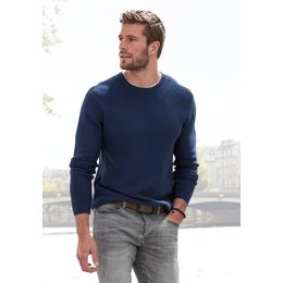Herren Strickpullover, blau, Gr. S, AUTHENTIC LE JOGGER, unifarben, Strick, Obermaterial: 100% Baumwolle, Pullover, mit Double-Layer Optik, Pullover