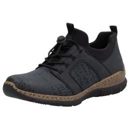 Rieker Damen Slip-On Sneaker, Gr. 40, schwarz, Lederimitat, Textil, Schuhe, Schlupfschuh, Freizeitschuh, Halbschuh mit praktischen Anziehlaschen