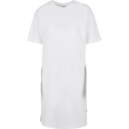 Urban Classics Damen A-Linien-Kleid "Urban Classics Damen Ladies Organic Oversized Slit Tee Dress", wei&szlig;, Gr. XS, unifarben, 100% Baumwolle, Kleider