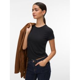 V&eacute;ro Moda Kurzarmshirt VERO MODA "VMKYLIE SHORT SS TOP JRS NOOS", Damen, Gr. XL, schwarz, Jersey, Obermaterial: 90% Lyocell, 10% Elasthan, unifarben, normal normal, Rundhals, Shirts, mit Stretch, Rundhals