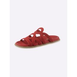 Heine Damen Pantolette, Gr. 39, rot, Rindsleder, Schuhe