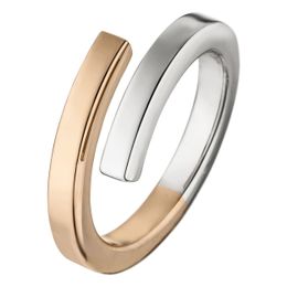 Jobo Damen Silberring, 50, Silber 925 (Sterlingsilber), silber, Silber 925 (Sterlingsilber), Fingerringe, offen 925 Silber bicolor vergoldet