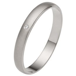 Firetti Damen Trauring "Schmuck Geschenk Gold 375 Hochzeit Ehering "LIEBE"", 60, 0,01 SI = kleine Einschl&uuml;sse mit Brillant, Wei&szlig;gold 375, 3mm, wei&szlig;,
