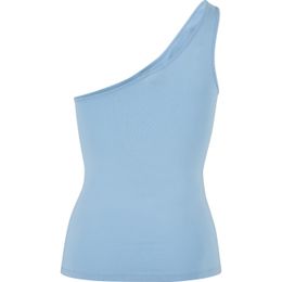 Urban Classics Damen Yoga & Relax Shirt "Urban Classics Damen Ladies Asymmetric Top"balticblau, Gr. L, unifarben, 95% Baumwolle, 5% Elasthan, Shirts