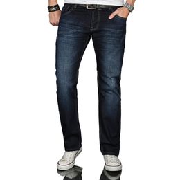 Herren Regular-fit-Jeans "ASJulio", blau, Gr. 42, Alessandro Salvarini, Destroyed-Effekte, leichte Abriebeffekte, Denim/Jeans, Obermaterial: 100%