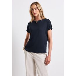 Street One Damen T-Shirt, blau, Gr. 34, unifarben, Jersey, 95% Viskose, 5% Elasthan, Shirts, mit Materialmix