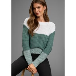 Laura Scott Damen Streifenpullover, gr&uuml;n, Gr. 40, gestreift, Grobstrick, Obermaterial: 50% Baumwolle, 50% Polyacryl, Pullover, leichter