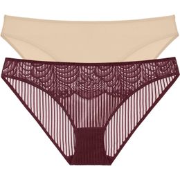 Hipster Dorina "Emersyn", Damen, Gr. XS, beige (rot, beige), Spitze, Obermaterial: 89% Polyamid, 11% Elasthan, gestreift, k&ouml;rpernah, Unterhosen, weiches Stretchmaterial, atmungsaktiv