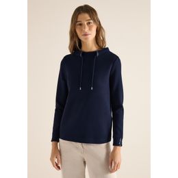 Cecil Damen Langarmshirt, blau, Gr. XXL, gemustert, Stoff, 76% Viskose, 16% Nylon, 8% Elasthan, Shirts, im Melange Look