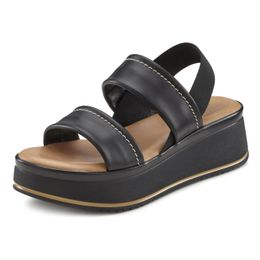 Lascana Damen Plateausandaletten "Sommerschuh, Sandale, Sandalette, offener Schuh", Gr. 38, schwarz, Obermaterial: 100% Rindsleder. Decksohle: 100%