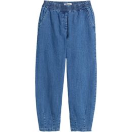 bonprix Damen Mom-Jeans, blau, Gr. 42, Obermaterial: 82% Baumwolle, 17% Polyester, 1% Elasthan, Jeans, Loose Fit, elastischer Bund, aus Baumwolle,