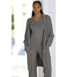 Lascana Damen Longstrickjacke, Gr. 32, blau, Feinstrick, Obermaterial: 50% Viskose (LENZING ECOVERO ), 28% Polyester, 22% Polyamid, meliert,