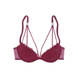 Lascana Damen Push-up-BH, Gr. 75, lila, Spitze, Obermaterial: 60% Polyamid, 35% Polyester, 5% Elasthan, BHs, aus Spitze mit h&uuml;bscher B&auml;ndchenoptik,