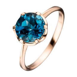 Jobo Damen Goldring, 54, Ros&eacute;gold 585, rosa, Ros&eacute;gold 585, Fingerringe, 585 Ros&eacute;gold mit Blautopas