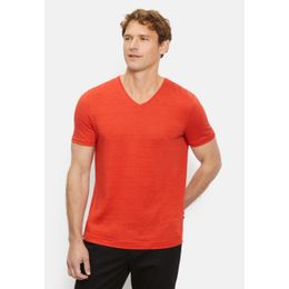 OLYMP Herren T-Shirt "OLYMP Casual Wirk, T-Shirt", orange, Gr. XL, 95% Leinen, 5% Elasthan, Shirts
