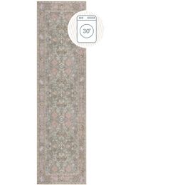 Teppich FLAIR RUGS "Una", gr&uuml;n, B:60cm H:4mm L:230cm, Kunstfaser, Teppiche, Teppich, Waschbarer Traditioneller Teppich