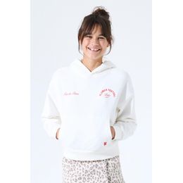 Kapuzensweatshirt Garcia, M&auml;dchen, Gr. 152/158, wei&szlig; (sanftes wei&szlig;), Sweatware, Obermaterial: 80% Baumwolle, 20% Polyester, bedruckt, bestickt, l&auml;ssig geschnitten h&uuml;ftbedeckend, Rundhals, B&uuml;ndchen, Sweatshirts, mit Prints und Stickereien, f&uuml;r Girls
