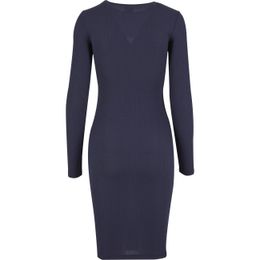 Urban Classics Damen Shirtkleid "Urban Classics Damen Ladies Rib Dress", blau, Gr. 4XL, unifarben, 77% Viskose, 19% Polyester, 4% Elasthan, Kleider