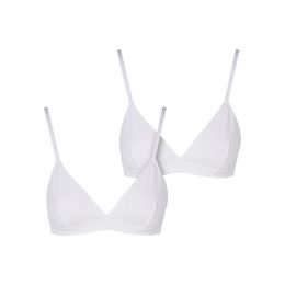 Sport-BH Urban Classics "Urban Classics Ladies Basic unpadded Bra 2-Pack", Damen, Gr. L, Cup 0, wei&szlig;, wei&szlig;, 90% Nylon, 10% Elasthan, BHs Sport-BH
