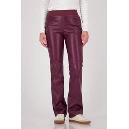 Lederimitathose monari "Hose Lederimitat Schlupf", Damen, Gr. 36, N-Gr, bordeaux, Web, Obermaterial: 60% Polyurethan, 40% Polyester, clean, unifarben, regular fit lang, Hosen, mit elastischem Bund