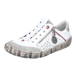 Rieker Damen Slip-On Sneaker, Gr. 36, wei&szlig;, Leder, Lederimitat, Schuhe, mit Sohle im Used-Look, Freizeitschuh, Halbschuh, Schlupfschuh
