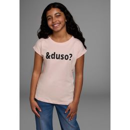 Kidsworld M&auml;dchen T-Shirt "&duso?", rosa, Gr. 152, bedruckt, Single Jersey, Obermaterial: 100% Baumwolle, Shirts, kurz&auml;rmelig, bedruckt,