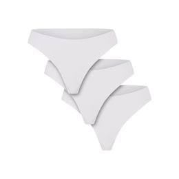 Panty Urban Classics "Urban Classics Ladies Lasercut Tanga 3-Pack", Damen, Gr. L, wei&szlig;, 80% Nylon, 20% Elasthan, unifarben, Unterhosen Panty