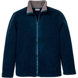 bonprix Herren Fleecejacke "Fleecejacke", blau, Gr. 64, unifarben mit Farbeinsatz, Fleece, Obermaterial: 100% Polyester, Jacken, mit Rei&szlig;verschluss,
