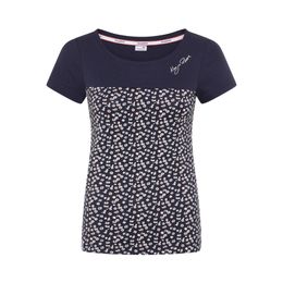 Kangaroos Damen T-Shirt, blau, Gr. 52, gemustert, Rippware, Obermaterial: 100% Baumwolle, Shirts, Kurzarm, sehr figurbetonte Passform, aus Baumwolle