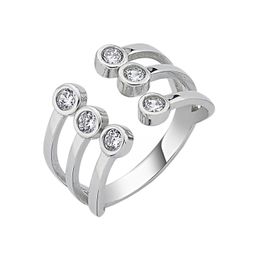 Jobo Damen Fingerring, 58, Silber 925 (Sterlingsilber), silber, Silber 925 (Sterlingsilber), Fingerringe, offen 925 Silber mit 6 Zirkonia