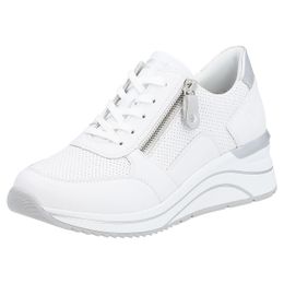 Remonte Damen Keilsneaker, Gr. 40, silber, Leder, Schuhe, Freizeitschuh, Halbschuh, Schn&uuml;rschuh mit Schaftrandpolsterung