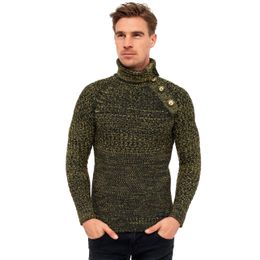Rusty Neal Herren Strickpullover, gelb, Gr. XL, meliert, 70% Polyacryl, 30% Baumwolle, Pullover, mit modischen Zierkn&ouml;pfen