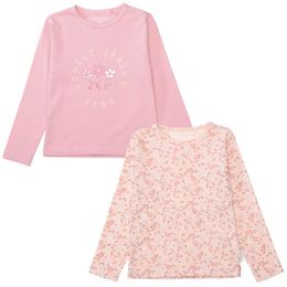 STACCATO M&auml;dchen Langarmshirtapricot aop, deep rose, Gr. 128, bedruckt, Single Jersey, Obermaterial: 95% Baumwolle, 5% Elasthan, Shirts, 2er Pack