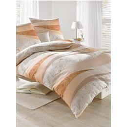Bettw&auml;sche Biberna, orange, Feinbiber, 100% Baumwolle, Bettw&auml;sche