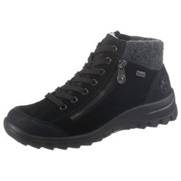 Rieker Damen Winterboots, Gr. 39, schwarz, Filz, Nubuklederimitat, Veloursleder, kontrastfarbene Details, Schuhe, Outdoorboots, Winterstiefelette mit