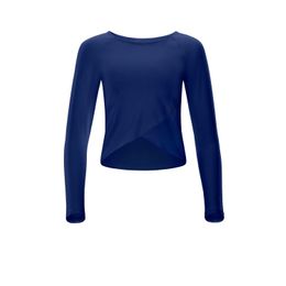 WINSHAPE Damen Langarmshirt "Cropped Functional Light and Soft", blau, Gr. M, 85% Polyester, 15% Elasthan, Shirts, Overlap-Applikation