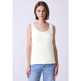 Damen Tr&auml;gertop, wei&szlig;, Gr. 44, STREET ONE STUDIO, unifarben, Web, 95% Baumwolle, 5% Elasthan, Tops, im soften Baumwoll-Mix