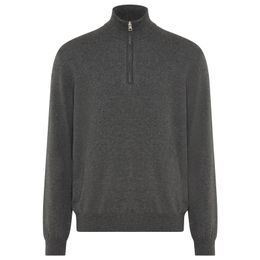 Gant Herren Stehkragenpullover "COTTON/WOLL HALF ZIP", grau, Gr. L, Strick, Obermaterial: 70% Baumwolle, 30% Wolle, Pullover, mit Rippstrick-Details,