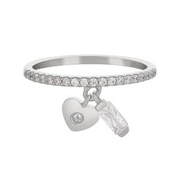 CAI CA&Iuml; Damen Fingerring "925 Silber rhodiniert mit Anh&auml;ngern Herz Zirkonia", 058 (18,5), Silber 925 (Sterlingsilber), wei&szlig;, Silber 925 (Sterlingsilber),