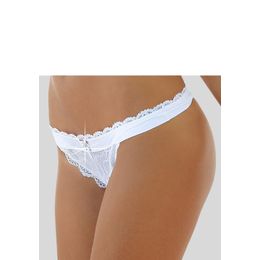 Lascana Damen String "Premium Dessous", Gr. 36, wei&szlig;, Spitze, Obermaterial: 90% Polyamid, 10% Elasthan, Unterhosen, aus zarter Spitze mit feiner