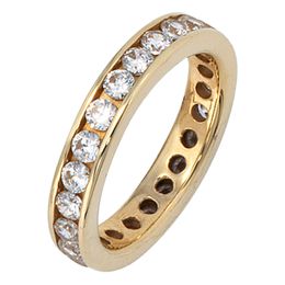 Jobo Damen Memoirering, 60, Gelbgold 333, gold, Gelbgold 333, Fingerringe, 333 Gold mit Zirkonia rundum