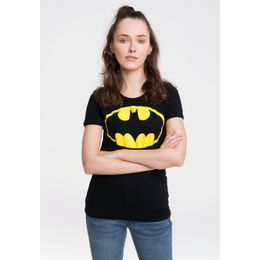 logoshirt Damen T-Shirt "Batman-Logo", schwarz, Gr. S, bedruckt, 100% Baumwolle, Shirts, mit lizenziertem Originaldesign