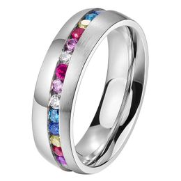 DOOSTI Damen Trauring "Schmuck Geschenk Edelstahl Trauring Ehering Partnerring LIEBE", 58,mit Zirkonia, Edelstahl, 6mm, silber, Edelstahl,