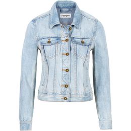 bonprix Damen Jeansjacke, blau, Gr. 38, Obermaterial: 98% Baumwolle, 2% Elasthan, Jacken, casual Stil, aus Baumwolle und Elasthan, schmale Passform
