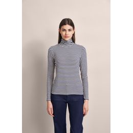 Bugatti Damen Langarmshirt, blau, Gr. XS, unifarben, 67% Modal, 27% Polyester, 6% Elasthan, Shirts, mit Ringeln