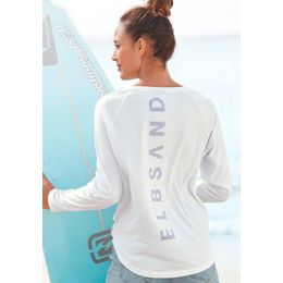 ELBSAND Damen Longsleeve "Tinna", wei&szlig;, Gr. S, unifarben, Jersey, Obermaterial: 50% Baumwolle, 50% Polyester, Shirts, mit Logodruck hinten,