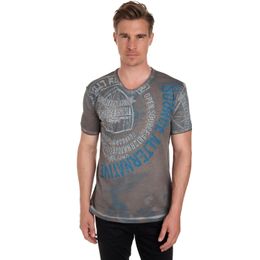 Rusty Neal Herren T-Shirt, grau, Gr. M, bedruckt, 100% Baumwolle, Shirts, mit Strasssteinen und Frontprint